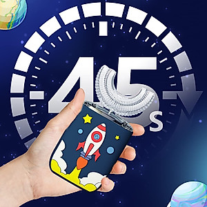 Electric Toothbrush for Kids U Shaped Ultrasonic Automatic Brush Rocket Children Sonic Toothbrushes with Smart Timer 6 Modes Replace Brush Head IPX7 Waterproof 360° Oral Cleaning (Age 2-6)