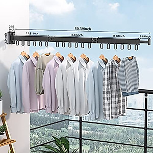 Knovein Wall Mounted Drying Rack Laundry Clothes Hanging Rack Collapsible Retractable for Laundry Room Organization, Balcony, Wardrobe, Bathroom (3 Poles)