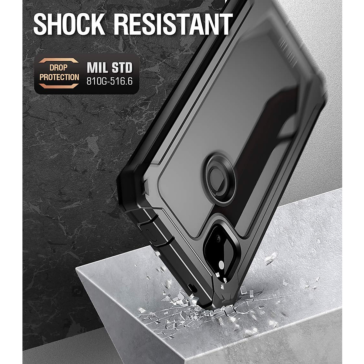 Poetic Guardian Series for Google Pixel 4a 5.8 inch (2020) Case, Full-Body Hybrid Shockproof Bumper Cover with Built-in-Screen Protector, Black/Clear