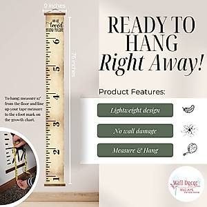 Canvas Growth Chart for Wall Nursery Decor - Gender Neutral Growth Chart for Kids - Ready to Hang Kids Height Wall Chart - Height Chart for Kids - Kids Growth Chart Wall Hanging - Growth Chart Canvas