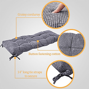 Big Hippo Bench Cushions Indoor/Outdoor Patio Bench Cushions Non-Slip Bench Seat Cushion for Lounger Garden Furniture Patio Lounger Bench Swing 51" x 19", Grey