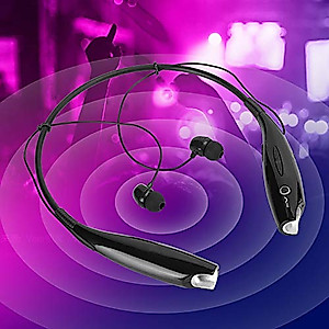 070 Bluetooth Earphones Portable Wireles Neckband Bluetooth Earphones Wireless Retractable Portable Stereo Sound Noise Reduction Sports Headsets(Black)