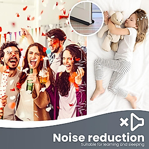 Kepfire Adjustable Under Door Draft Blocker 37 Inch for Double Doors - Noise Reducing & Dust Resistant Insulation Strip, Black