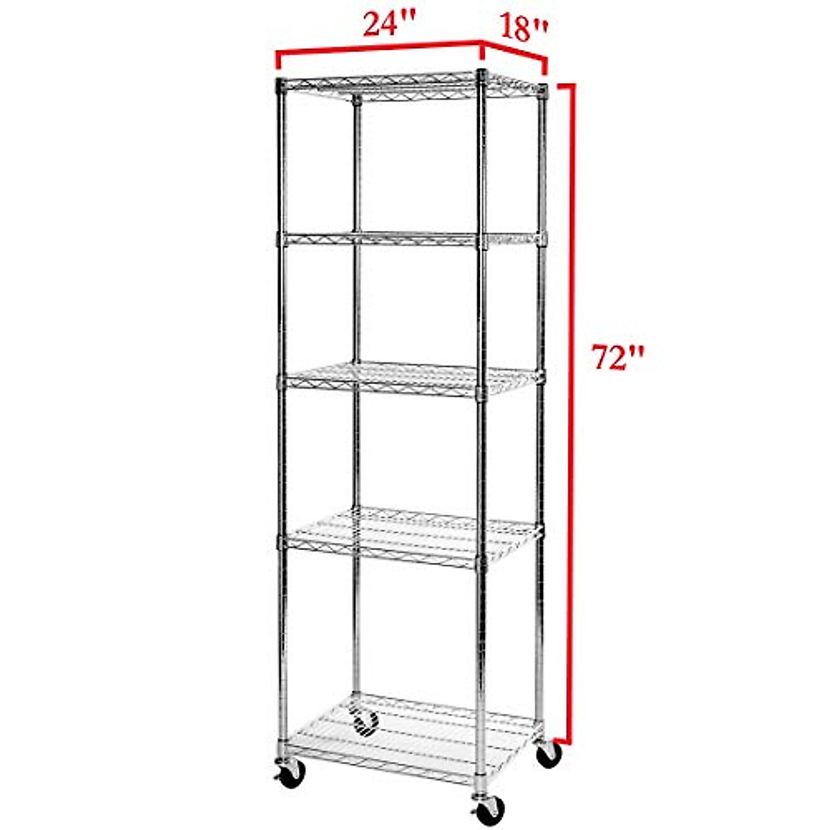 Seville Classics UltraDurable Heavy Duty NSF Solid Steel Wire Rack Storage Unit Organizer for Garage, Warehouse, Office, Restaurant, Classroom, Kitchen, 5-Tier Shelving, 24" W x 18" D