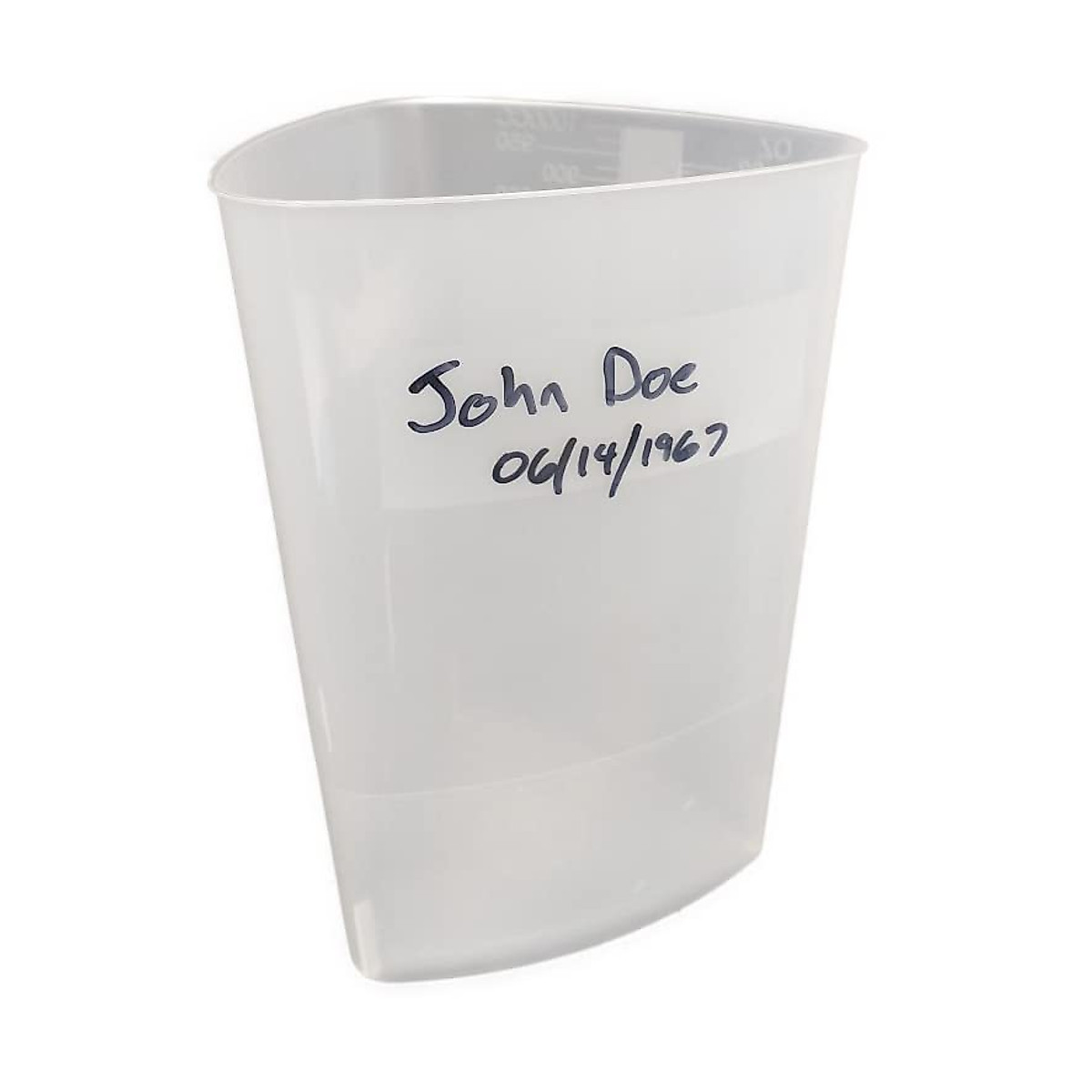 Plastic Graduated Triangular Intake Output Container [5 Pack] 32 Ounce Three-Sided Translucent Laboratory Beaker for Measuring and Mixing - Clear Markings in oz and cc - for Specimen, Paint and Epoxy