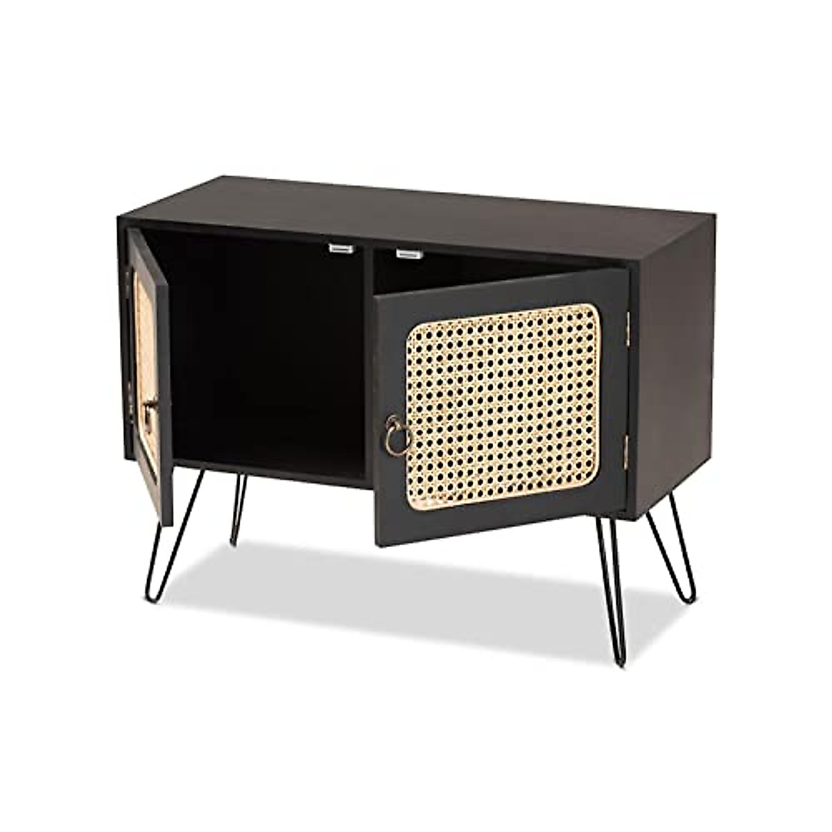 Baxton Studio Davion Brown Finished Wood and Black Metal Sideboard Buffet