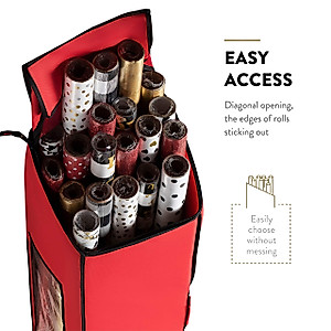 ZOBER Wrapping Paper Storage Containers - 40 Inch Gift Wrapping Organizer Storage - Fits 20 Standard Rolls of Wrapping Paper - Breathable Fabric, Waterproof