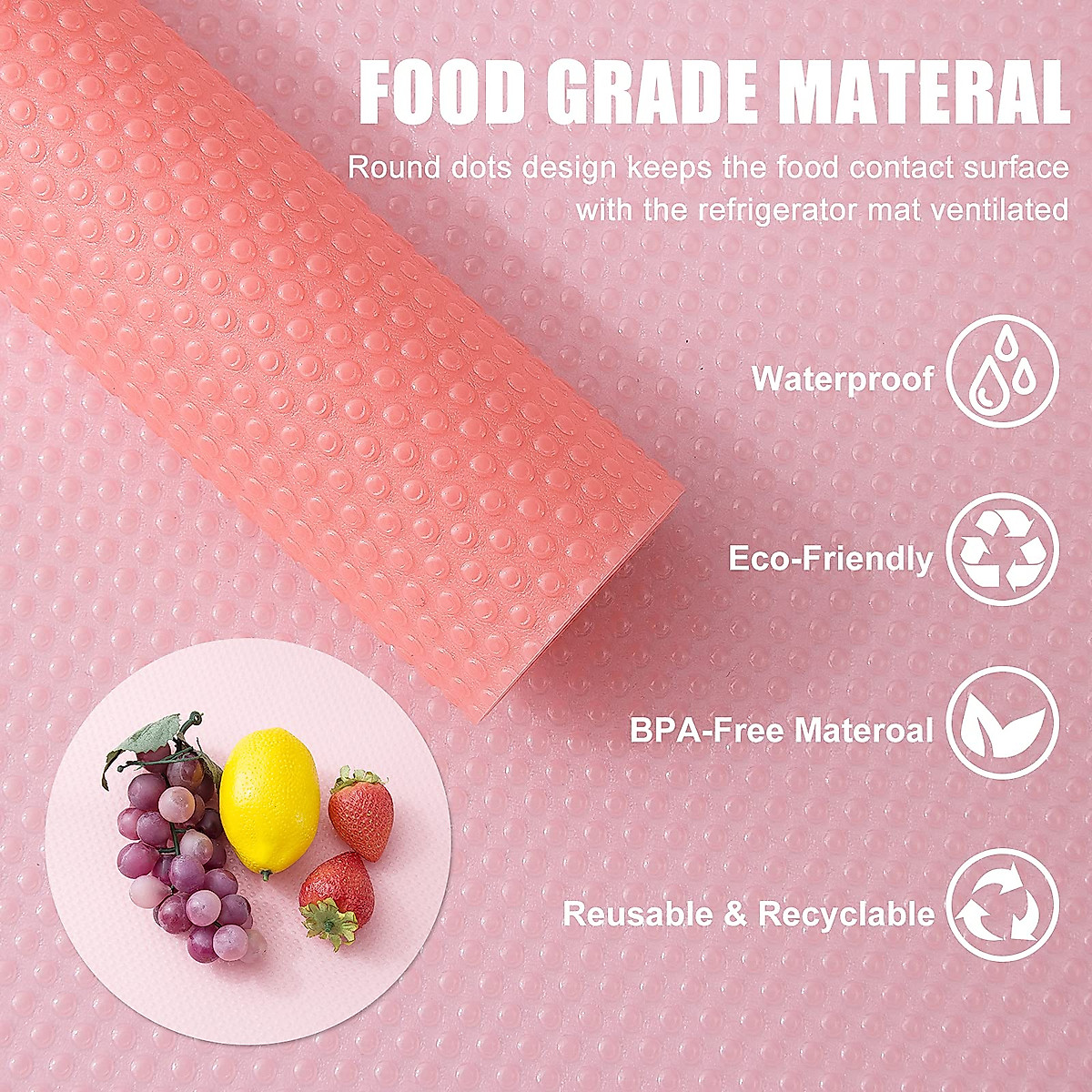 Beveetio 7 PCS Refrigerator Mats with 32 pcs Double-Sided Stickers, Washable Shelf Liner, Non-Slip Drawer Liner,Cuttable Fridge Liner,Easy to Clean Refrigerator Liners