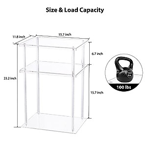 HMYHUM Clear Acrylic Side Table, 3-Tier End Table for Living Room, Small Bedside Table/Nightstand for Bedroom, Home Accent Table, Frame Design, 15.7" L x 11.8" W x 23.2" H