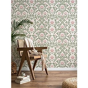 YXTII Floral Peel and Stick Wallpaper Pink Wallpaper Retro Wallpaper Victorian Wallpaper Self Adhesive Wallpaper for Bedroom Decorative Self Adhesive Shelf Drawer Liner