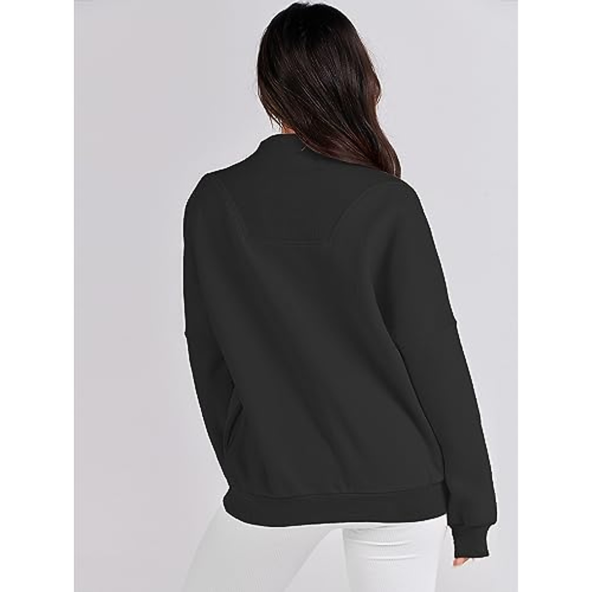 Caracilia Womens Half Zip Sweatshirts Long Sleeve Oversized Cute Hoodies Teen Girls Y2K Fall Winter Trendy Quarter Zip Loose Fit Outfits Sweater 2023 Fall Fashion C115A1-heise-XL Black