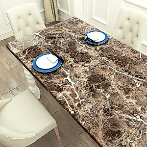 LACHEERY Large Size 36"x160" Light Emperador Marble Countertop Contact Paper Peel and Stick Brown Marble Wallpaper for Kitchen Bathroom Cabinets Marble Contact Paper for Table Desk Worktop Covers
