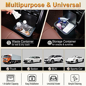 GaRhomxy Car Trash Can, PU Leather, 1.5 Gallon Capacity, Black Color, Foldable Design, Can Also Be Used As Storage Bag