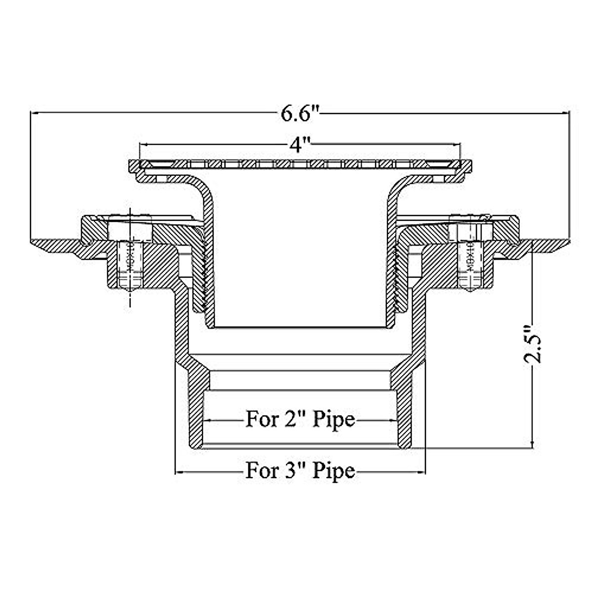 Annde 4-1/4 Square Floor Shower Drain, Shower Drain Base for Low Profile Shower Pan Nickel Brushed with Various Finish Style, for Kitchen,Bathroom (Grid)