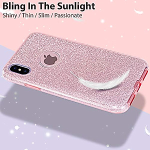 MATEPROX iPhone Xs/X Pink Glitter Bling Sparkle Case for Girls & Women - 5.8" Bumper, Shock-Absorbent