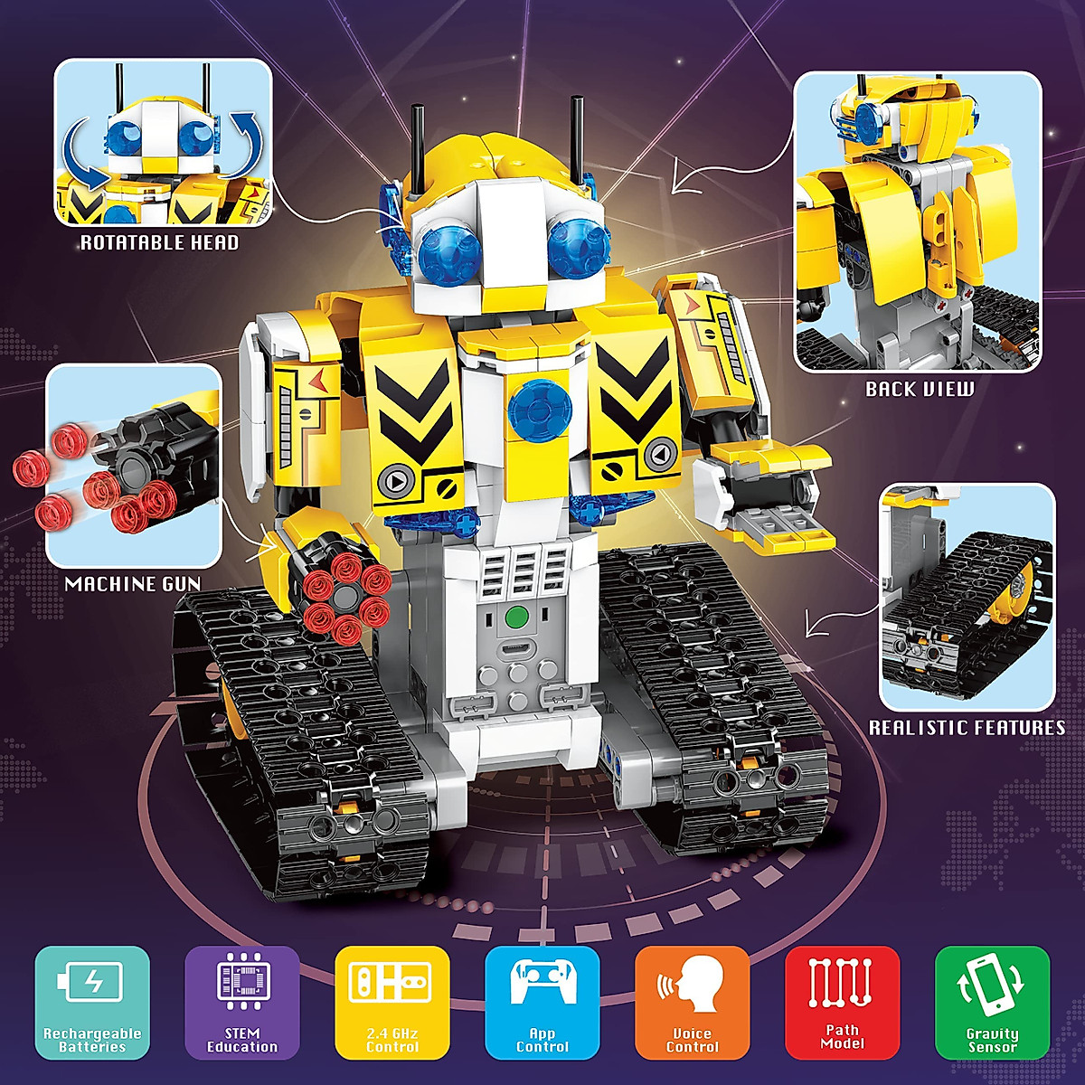 Remote Control Robot Building Kits with Remote & App - 385-Pcs Brick Blocks | Kids Learning Educational Science STEM Toys Building Toys for Girls and Boys Ages 6, 7, 8, 9, 10, 11, 12+ Years Old