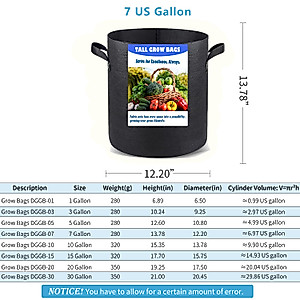 Growpropel 7 US Gallon 8 Pack Tall Grow Bags for Vegetables, Heavy Duty Nonwoven Aeration Fabric Deep Grow Pots with Handles