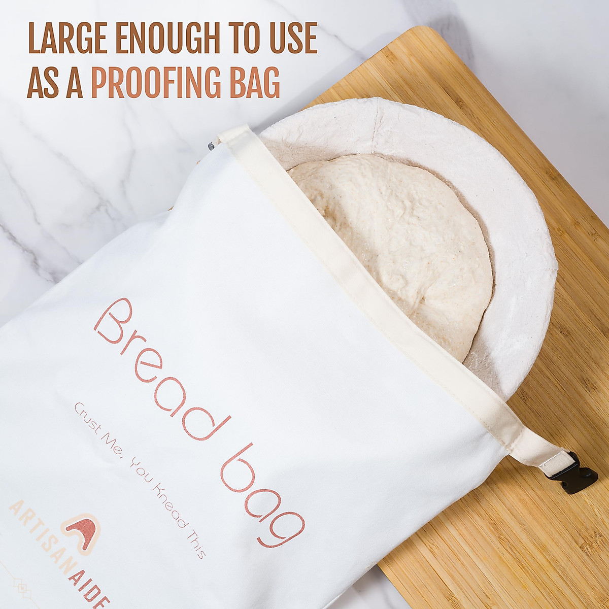 12x17 Bread Bag, Bread Storage for Homemade Sourdough, Reusable Bread Bags for Homemade Bread, Buckle Closure, Machine Washable, Freezer Safe, BPA Free, Gifts for Sourdough Bakers