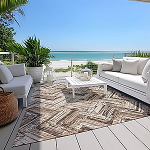 Addison Rugs Chantille ACN630 Brown 9' x 12' Indoor Outdoor Area Rug, Easy Clean, Machine Washable, Non Shedding, Bedroom, Living Room, Dining Room, Kitchen, Patio Rug