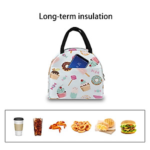 DJYQBFA Cupcake Donuts Lollipop Icecream Lunch Bag Reusable Soft Lunch Box for Adult Kids Insulated Meal Tote Kit Lunch Containers for Work School Picnic Outdoor