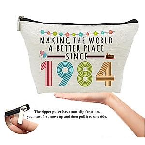 40th Birthday Gifts for Women, Funny 40 Year Old Gift Makeup Bag, 1984 40th Birthday Makeup Bags for Her, Mom, Aunt, Wife, Sister, Coworker, Friend, Making The World a Better Place Since 1984