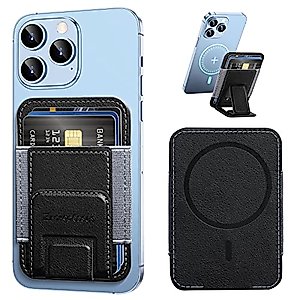 ZtotopCases Leather Magnetic Wallet Stand with MagSafe and Adjustable Stand Card Holder for iPhone 14/14 Plus/14 Pro Max and 13/12 Series, Fit 5 Cards, Not for 14 Pro/13 Pro/13 Mini/12 Mini, Black