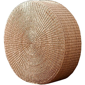 HUAWELL Japanese Style Handcrafted Eco-Friendly Breathable Padded Knitted Straw Flat Seat Cushion, Hand Woven Tatami Cushion Best for Zen, Yoga Practice or Buddha Meditation (19.7)