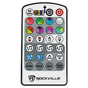Rockville Mini RF1 V2 Black Recharegable Wash Light, RGBWA+UV, 12 Watts,| 4-Channel RF with Incldued Remote, 15 Hours Battery Life, Perfect for Parties, DJs, Events