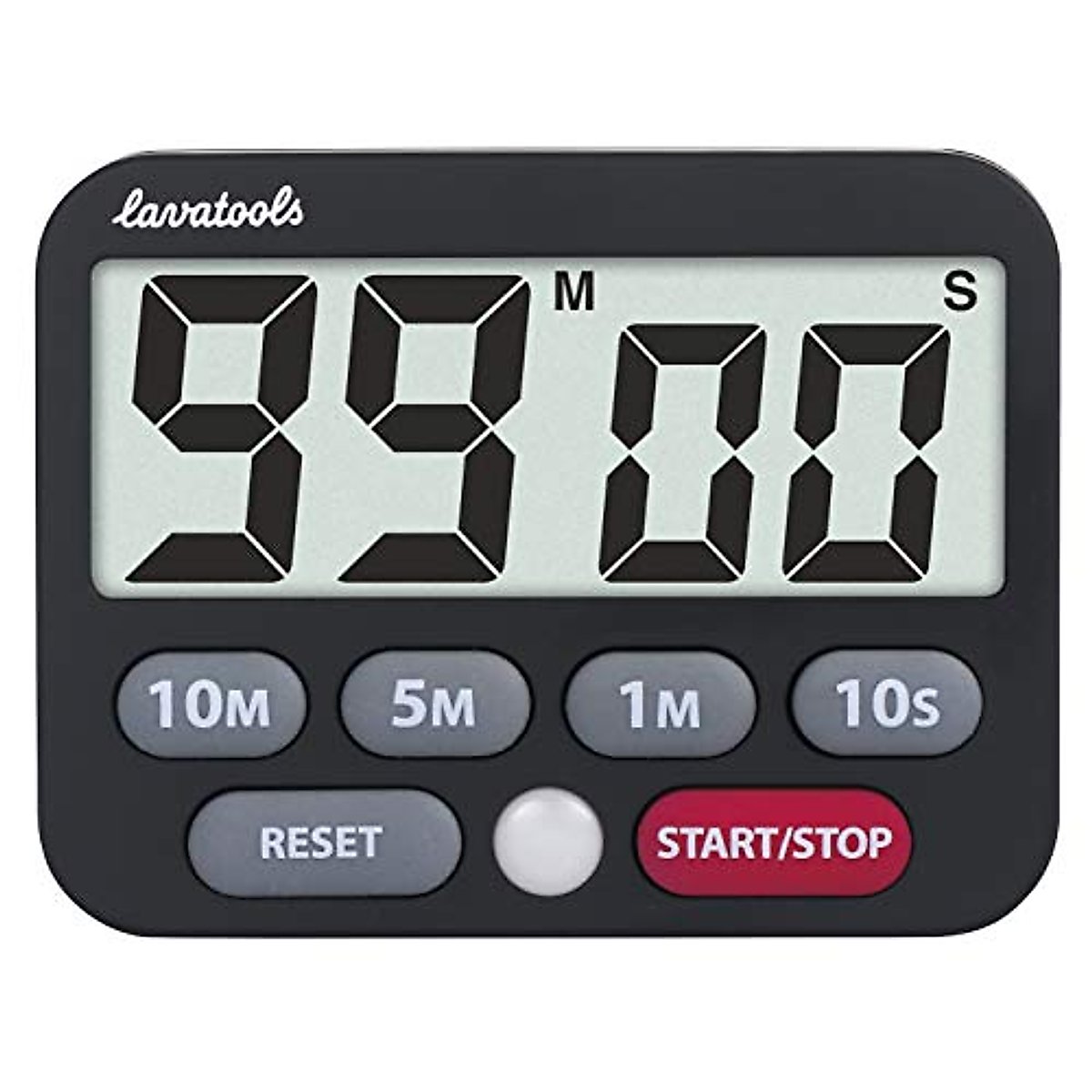 Lavatools KT3 Kitchen Timer & Stopwatch, Large Digits, Loud Alarm, Mute Function, Quick-Set Buttons, Hang Hole, Magnetic Stand for Cooking and Classroom