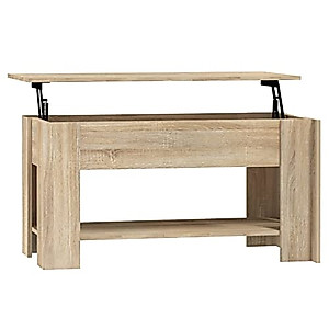 QJBSAVVA Coffee Table Sonoma Oak 39.8"x19.3"x20.5" Engineered Wood,Nightstand Industrial Tables Side Tables Sofa Table Suitable for Meeting Rooms, Reception Rooms, Offices