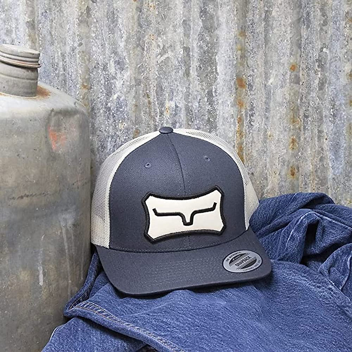 Kimes Ranch Men's Boneyard Trucker Adjustable Snapback Mid-Profile Logo Cap, Charcoal