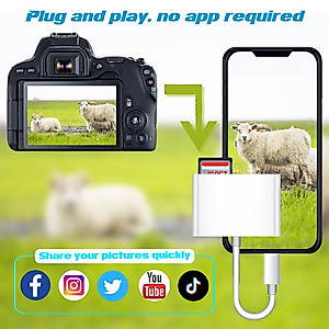 SD CF Card Reader Compatible with iPhone/iPad SD CF TF Memory Card Reader Adapter Digital Trail Game Camera Accessories No Need App