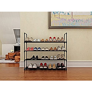 IMVELY 4-Tier Shoe Rack Organizer,16-24 Pairs Metal Shoe Rack for Closet,Shoe Stand,Shoe Shelf,Show Rack,Shoe Storage Cabinet for Entryway Bedroom Living Room Office,Black