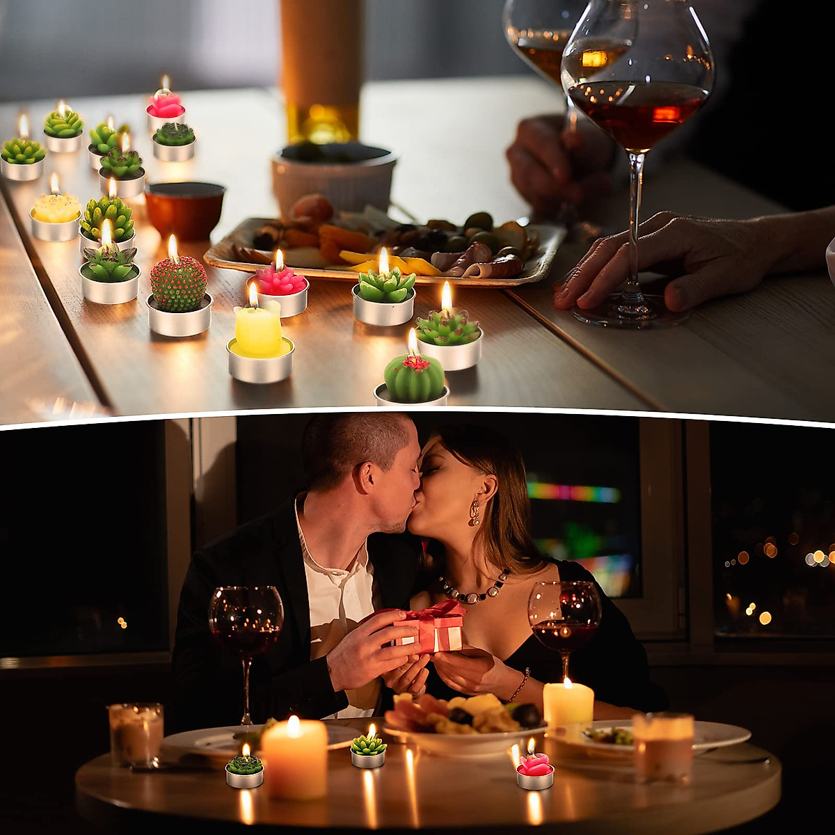 Lounsweer 72 Pcs Succulent Candles Cactus Tealight Candles Handmade Delicate Candles for Birthday Baby Shower Wedding Spa Party Favors Gifts Home Decor