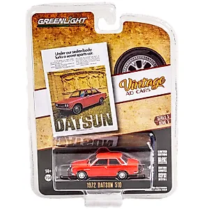 1972 Datsun 510 Orange Under Our Sedan Body Lurks a Secret Sports Car Vintage Ad Cars Series 5 1/64 Diecast Model Car by Greenlight 39080 C
