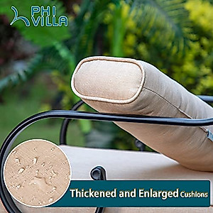 PHI VILLA Outdoor Swivel Bar Stools Set of 2, Metal Tall Patio Bar Height Chairs, Strong and Heavy Duty Outdoor Counter Height Bar Stools with Cushion and Pillow, Max Load Bearing up to 300 Lbs