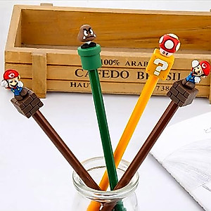 6 Pcs Mushroom Pens Stationery Set, Plumber Cool Back to School Supplies Writting Pens for Kids Students Gifts Girls Boys Birthday Gift, 0.5 mm