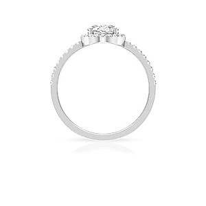 Zircon Classic Halo Ring for Promise/Engagement/Wedding, 6X8 MM Oval, Gemstone Jewelry Gift for Her, 10K White Gold, Size:US 6.50