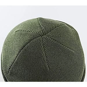 Home Prefer Men's Winter Hats Acrylic Knit Cuff Beanie Cap Warm Daily Beanie Hat Army Green