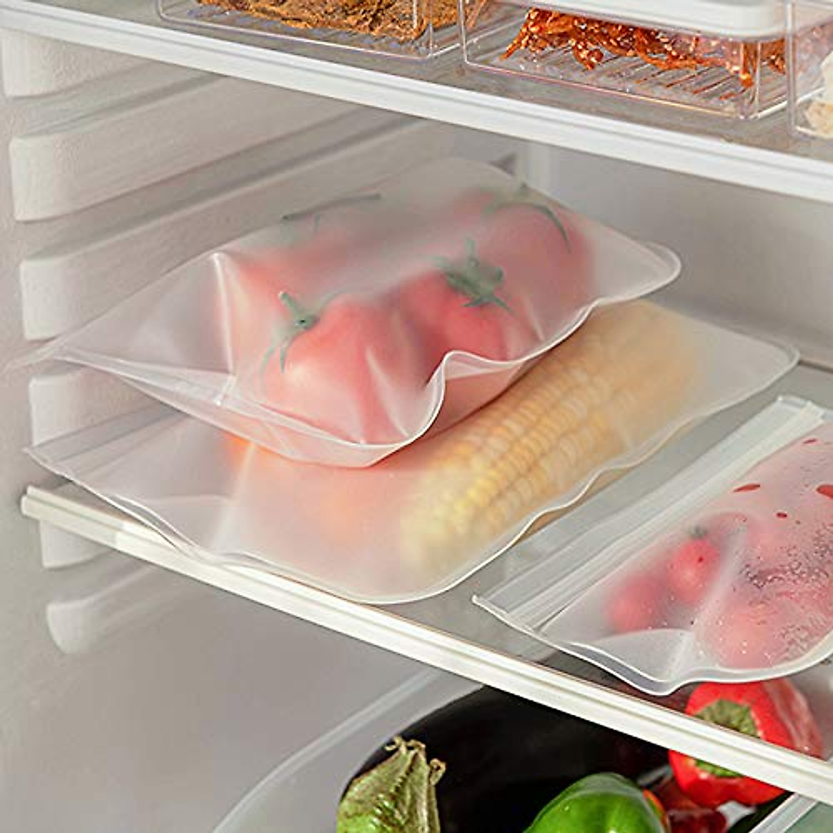 Quart Freezer Bags Reusable Food Storage Bags for Vegetable, Liquid, Snack, Meat, Sandwich, 8.46x7.28 Inch, 10 Pack