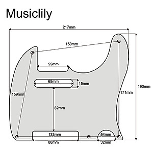 Musiclily 5 Hole Vintage Guitar Tele Pickguard Scratch Plate for USA/Mexican Made Fender Telecaster Style, 4Ply Black Pearl