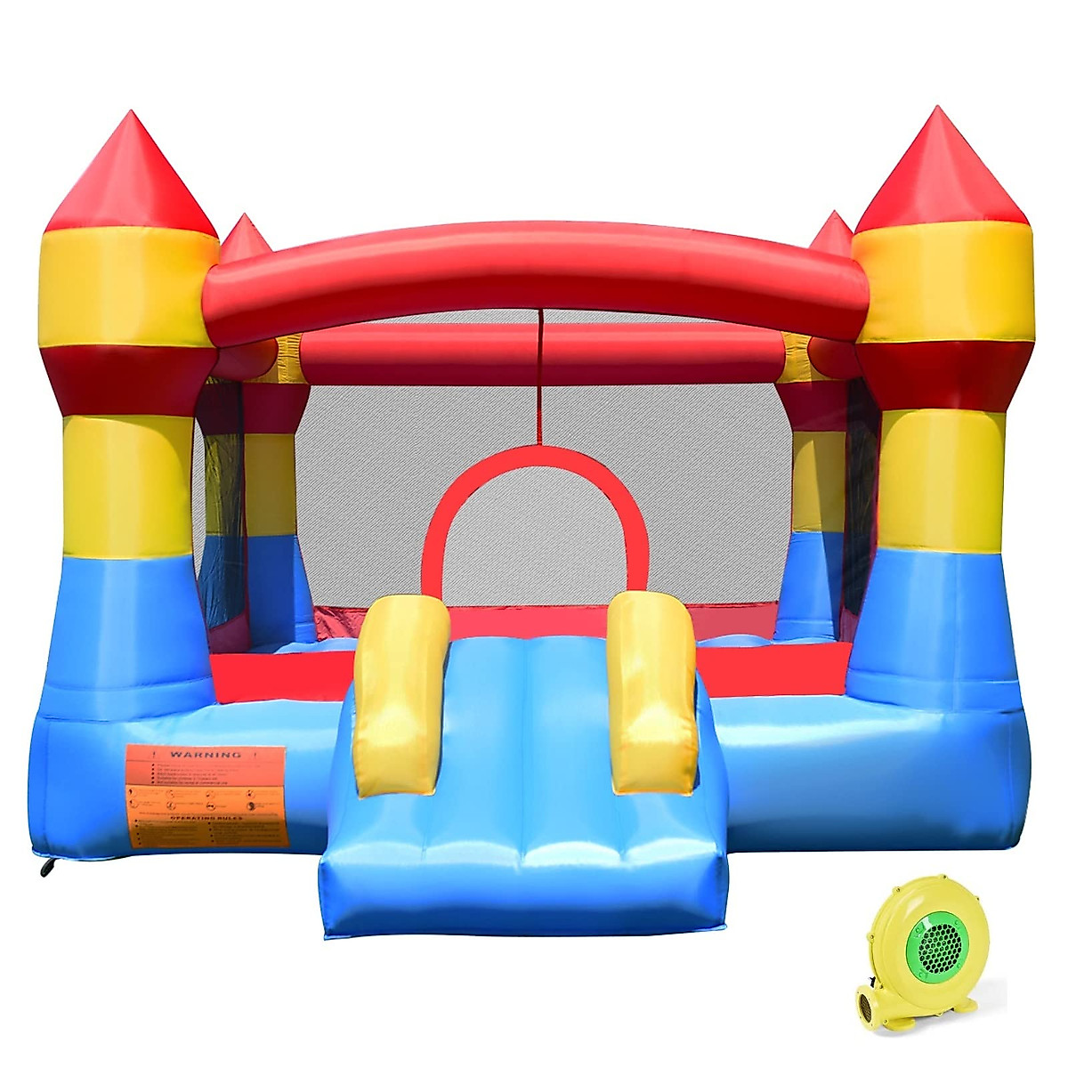 Costzon Inflatable Bounce House, Party Castle Bouncy House for Kids 12ft L x 9ft W x 7ft H Indoor Outdoor Fun w/Large Jumping Area & Fun Slide, Blower, Toddler Bounce House for Backyard Birthday Gifts