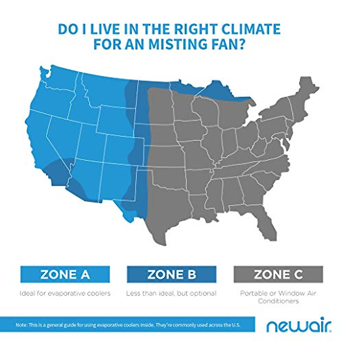 NewAir Outdoor Patio Misting Fan | 2-in-1 Outdoor Deck & Mister Fan | 5 Gentle Mist Nozzles | Outside Cooling Fan With 600 Square Foot Effective Range | Steel Construction
