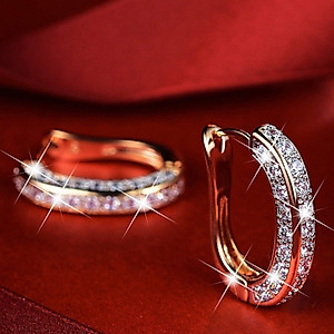 Creative Earring for Women Rhinestone Decoration Ear Stud Rings Hoop Earrings Women Girl Charming Jewelry Gift - Silver