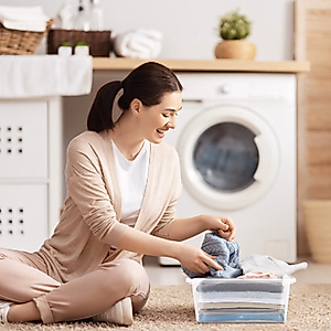 Plastic storage bins with lids, 6 Pack Stackable storage containers,5 Qt Clear storage organizer Small cubby storage,Stackable Cubby Containers (11.8x7.87x4.9") (Clear)