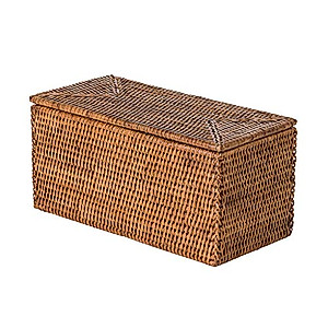 Kouboo La Jolla Rectangular Rattan Box, Honey-Brown Toilet Roll Storage Basket