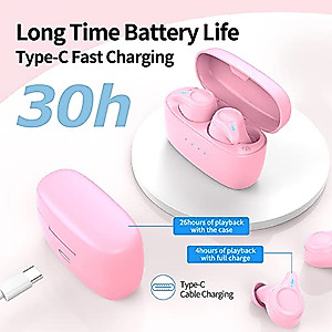 KOSETON E10 True Wireless Earbuds, Mini Pink – Wireless in-Ear Headphones with Charging Case for HD Calls & Music – Bluetooth Earbuds with Superior Sound & Premium Comfort