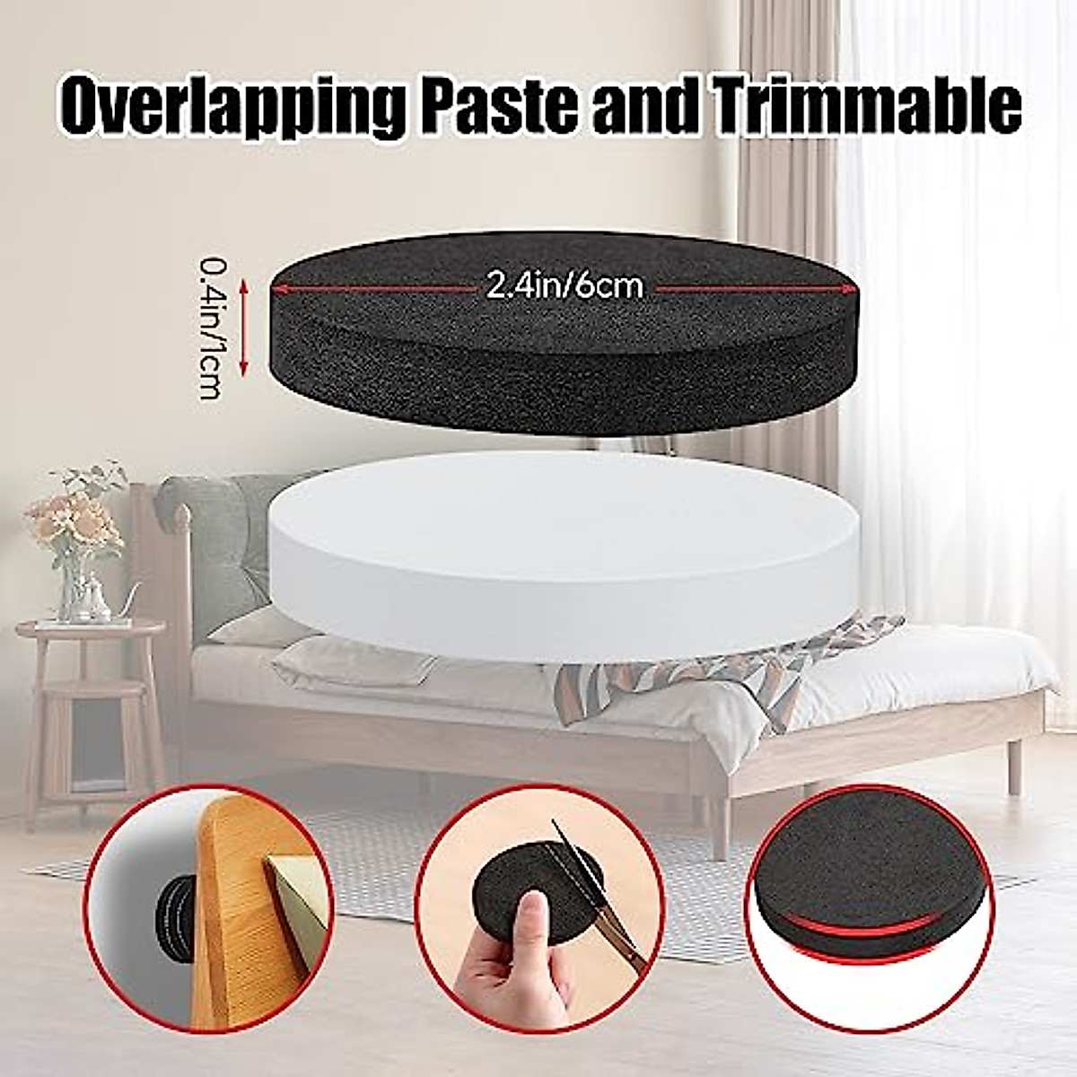 Anti Shake Headboard Stoppers for Wall, Wall Protector from Furniture, Bed Frame Noise Bumper, Anti Vibration Soundproof Pads to Prevent Hitting Wall, Round Black and White-20 pcs