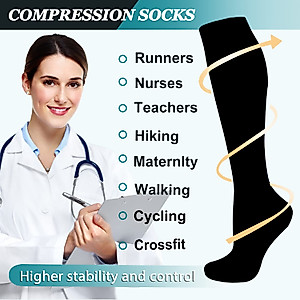 ACTINPUT Compression Socks (8 Pairs) for Women & Men - Best Medical,Running,Hiking,Recovery & Flight Socks (S/M (US Women 6-10 / US Men 6-9),05 - Black/Nude)