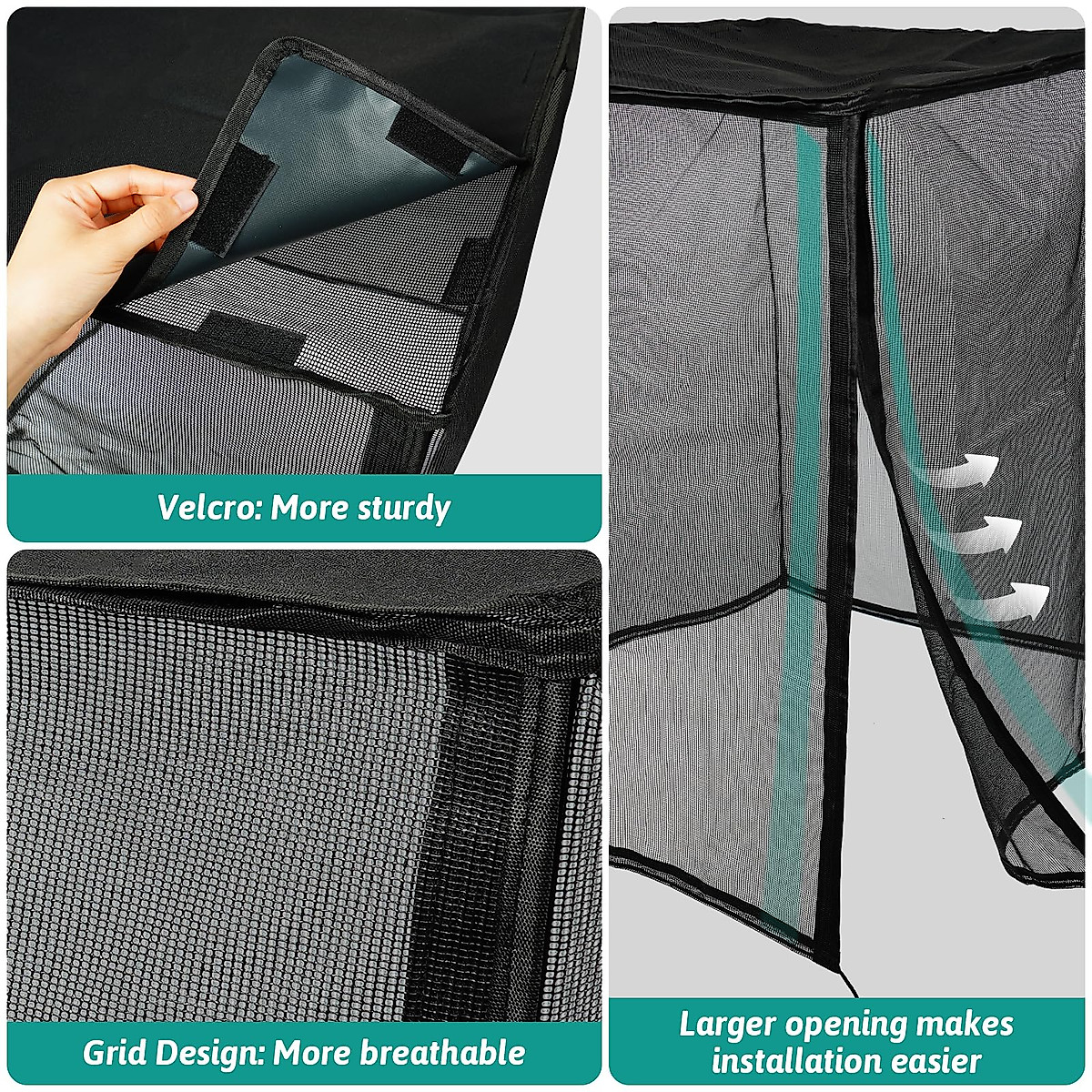 Air Conditioner Cover, 28" x 28" x 32" Mesh Breathable AC Unit Cover with Detachable Waterproof Top, All Season Protection, Air Conditioner Defender Cover for Outside Cottonwood, Leaves